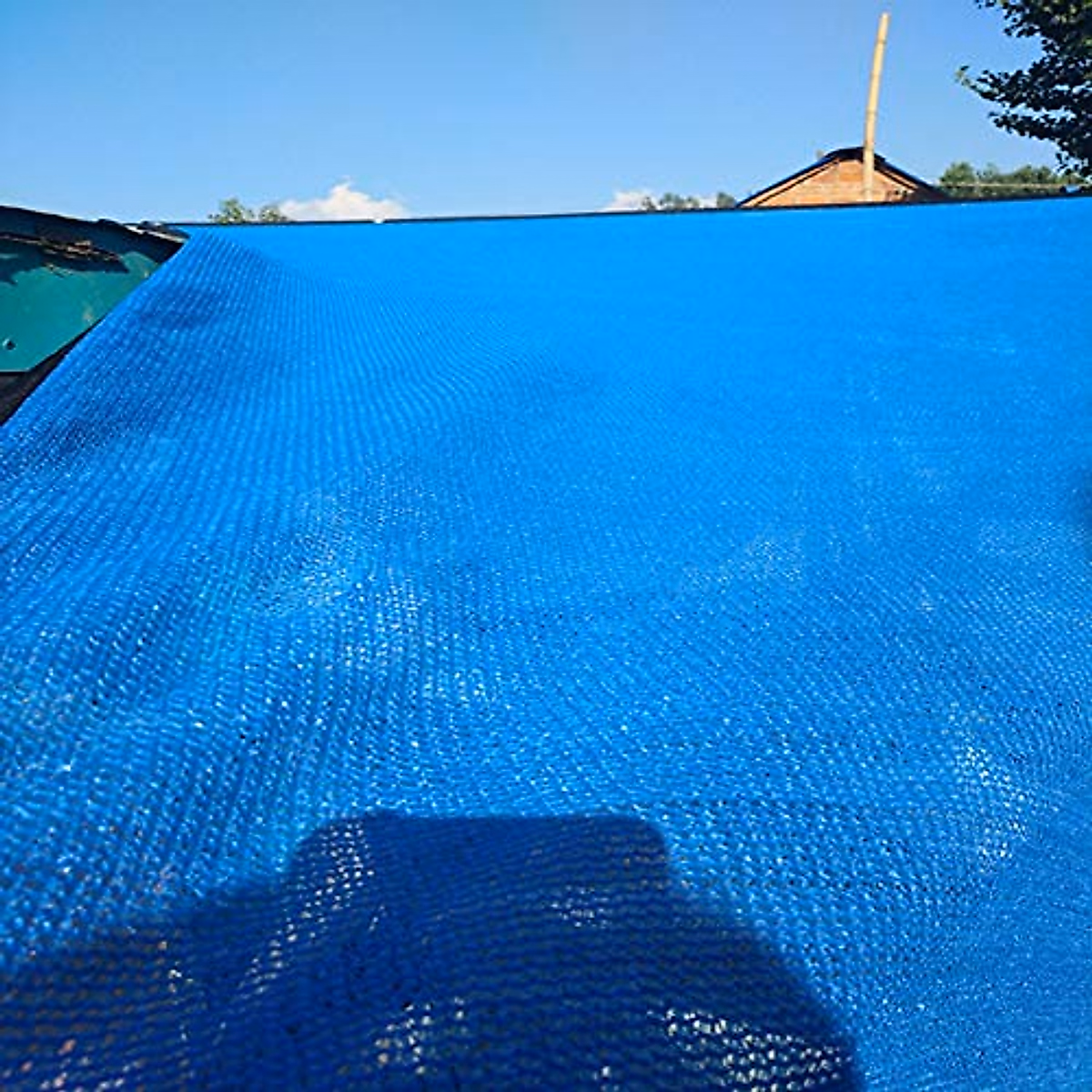 MAHFEI Balcony Privacy Screen, Shading Net Anti-Voyeur Privacy Protection Anti-UV Ecological Materials Odorless Metal Hole Design Patio Customizable (Color : Blue, Size : 1.1x2m)