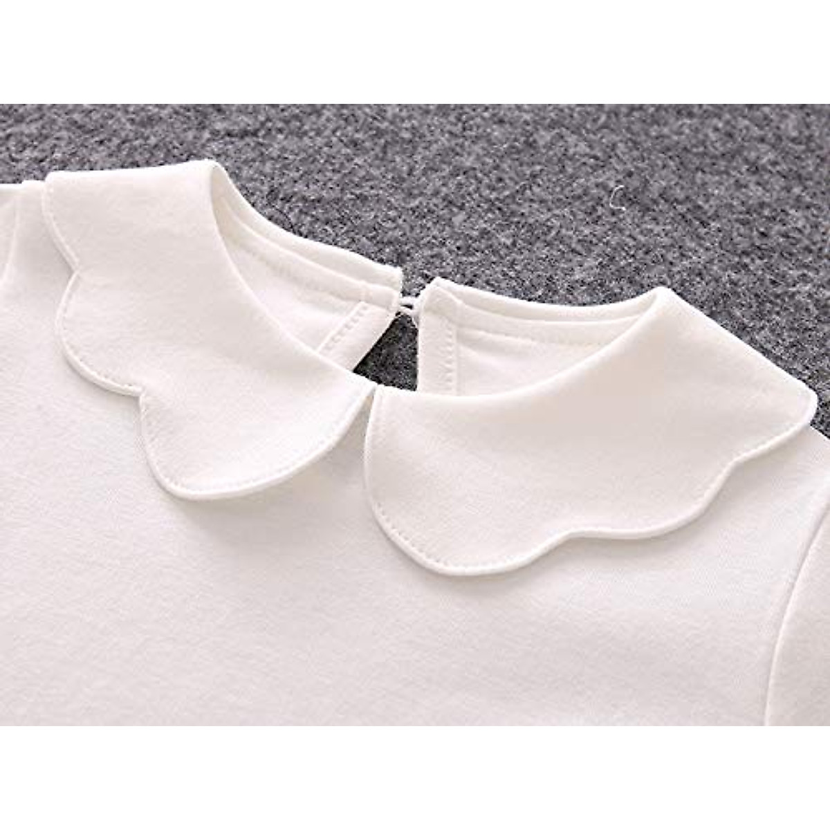 Baby Girl Kids Blouses Long Sleeves Solid Color Doll Collar T-Shirt Top Bottom (White, 2-3T)