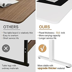 Meilocar Electric Standing Desk, Height Adjustable Desk 48 x 24 Inch Sit Stand Up Desk, Home Office Desk with Splice Board, Computer Desk with Memory Preset, Metal Bracket, White Frame and White Top