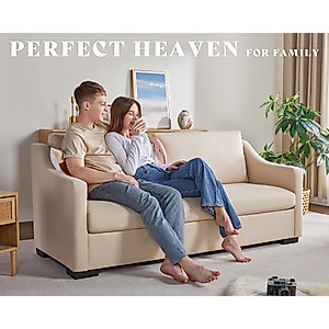 AMERLIFE Modern Sofa,Comfy Sofa Ottoman with Slope Armrests, Comfy Sofa Couch for Living Room, Apartment, Lounge Room (Beige)