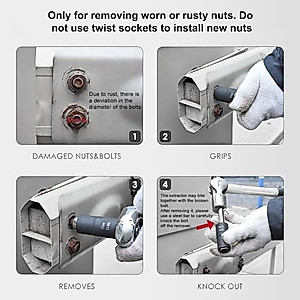 CASOMAN 5 Pieces 1/2"Dr. Twist Socket Set, Lug Nut Remover Tool Metric Bolt and Lug Nut Extractor Socket Tools