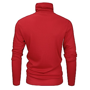 Derminpro Men's Thermal Turtleneck Soft Long Sleeve T-Shirt Red Small