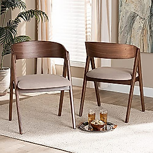 Baxton Studio Danton Dining Chair Beige Fabric Upholstered and Walnut Brown Finished Wood 2-Piece Dining Chair Set