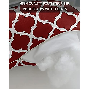 Recliner Head Pillow Ledge Loungers Chair Pillows with Insert Mid Century Art Geometric Morocco Stripes Wine Red Lumbar Pillow with Adjustable Strap Patio Garden Cushion for Sofa Bench Couch, 2 PCS