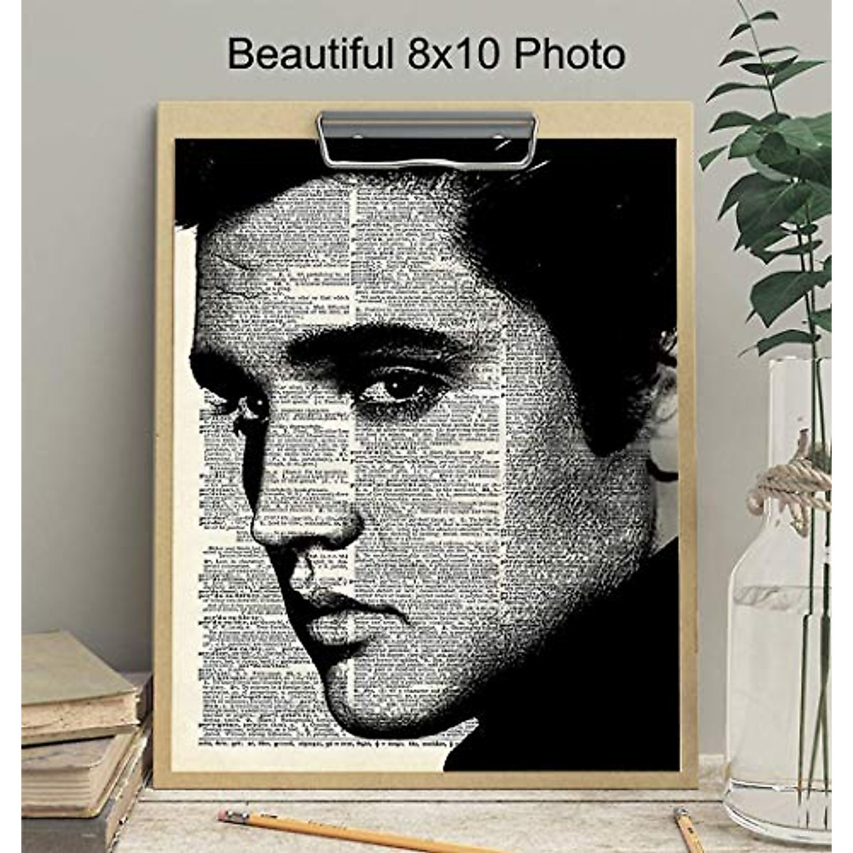 Elvis Dictionary Art - 8x10 Photo - Chic Unique Gift for Fans of The King, Graceland - Unframed Poster Picture Print