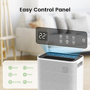 FREE VILLAGE Dehumidifier, 45 Pint (50 Pint Under 90°F/90% RH) Dehumidifiers for Home Up to 3500 Sq. Ft, Auto Drainage, Digital Control Panel, 24 Hr Timer, Dehumidifier for Basement, Bathroom, Bedroom