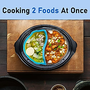 Silicone Slow Cooker Liners fit 6QT Crockpot Silicone Crock Pot Liners 2 IN 1 Reusable Leakproof Dishwasher Safe BPA Free Cooking Liners(2Packs Grey+Blue)