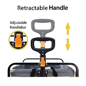 APRIVERT Heavy Duty Folding Cart with Large Capacity, All-Terrain Outdoor Cart with Big Wheels,Garden Portable Trolley & ATV, Utility Wagon for Beach,Shopping,Camping,Fishing,Black