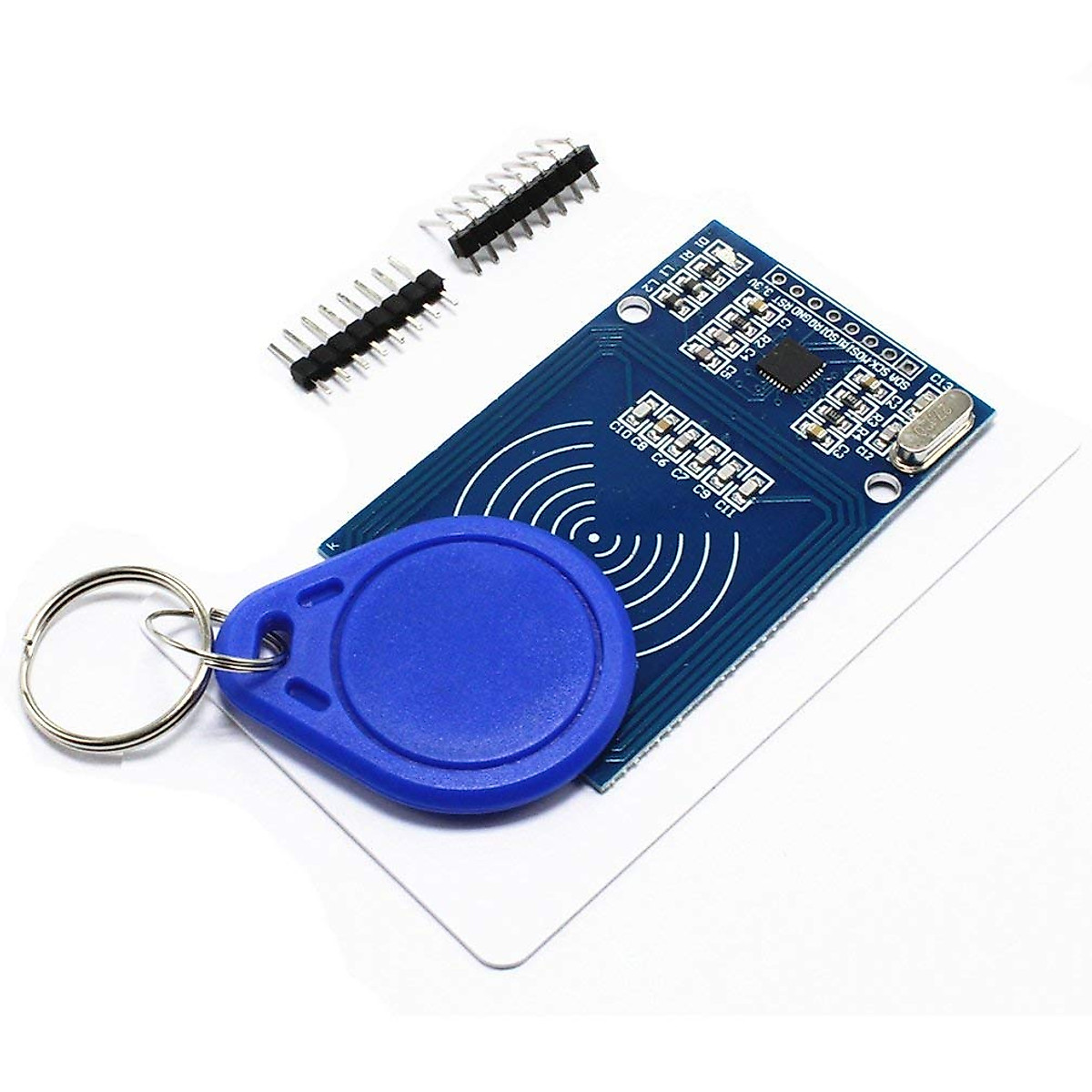 HiLetgo 3pcs RFID Kit - Mifare RC522 RF IC Card Sensor Module + S50 Blank Card + Key Ring for Arduino Raspberry Pi