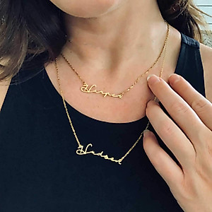 Custom Name Necklaces for Birthday Gifts-Personalized Necklace 18K Gold Name Plate Necklaces Christmas Jewelry Gift for Wife