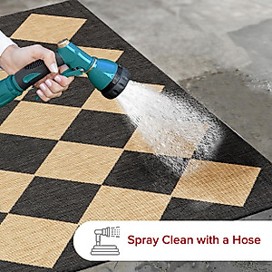 nuLOOM 7' x 9' Outdoor Performance Area Rug, Stain Resistant, Weather Resistant, High Traffic, Patio, Balcony, Outside, Sabina Dark Grey