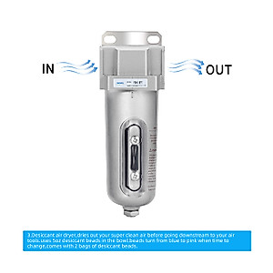 NANPU Industrial Grade Heavy Duty Compressed Air Desiccant Dryer, in Line Filter, Moisture Trap, Water Separator, Suitable for Paint Spray & Plasma Cutter (3/4" NPT)