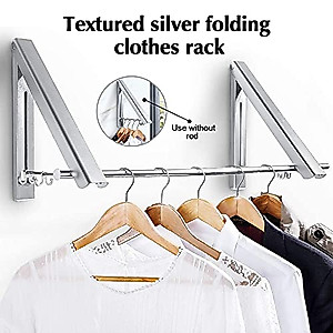 ANXVERS Household Clothes Rack, Laundry Clothes Rack, Wall Clothes Rack, Hanging Clothes Rack, Folding Clothes Rack, Clothes Rack with Pole, Clothes Rack, Independent Clothes Rack Sliver, Silver