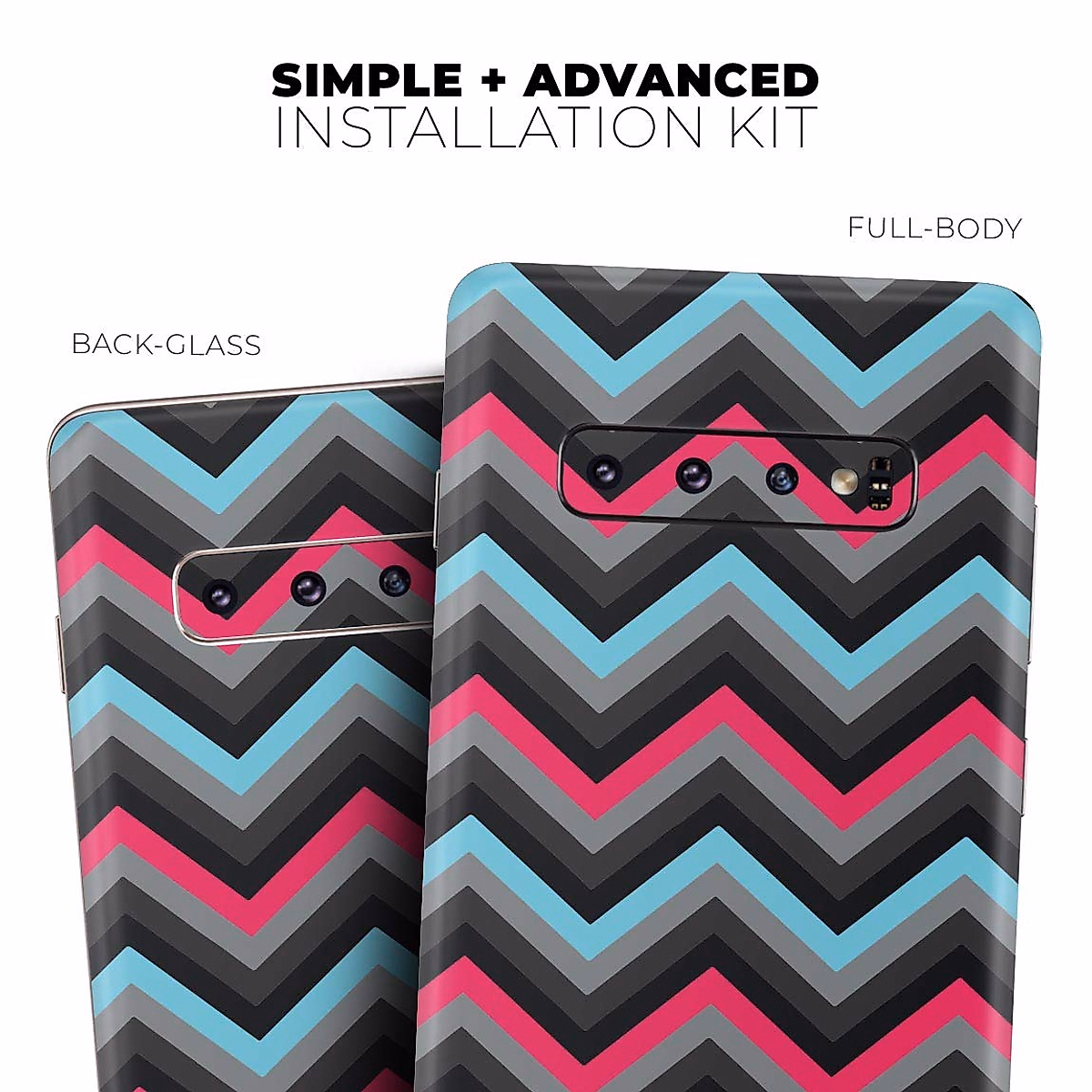 DesignSkinz Sharp Pink & Teal Chevron Pattern Protective Vinyl Decal Wrap Skin Cover Compatible with The Samsung Galaxy S20 (Screen Trim & Back Glass Skin)