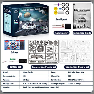Lehoo Castle STEM Projects for Kids Ages 8-12, Learning & Education Toys, 6 in 1 Solar Robot, Building Kits for Kids, Science Kit, Space Toys, Christmas Birthday Idea Gifts for Teen Boys Girls