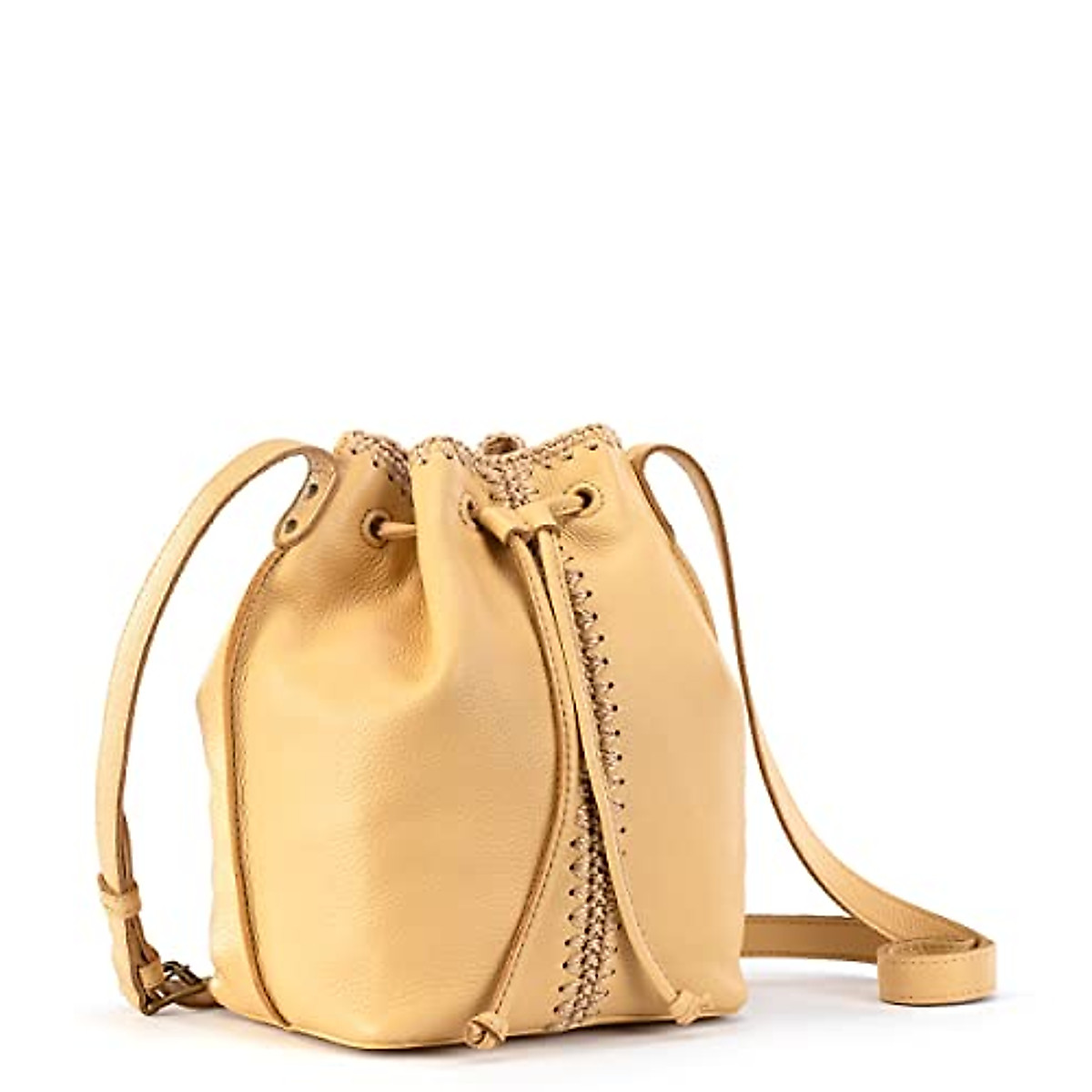 The Sak Womens Ivy Leather Drawstring Bucket, Buttercup, One Size US