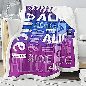 Customized Blanket for Adults with Name Personalized Blankets with Name for Adults Custom Purple Gradient Fleece Blanket Gifts for Birthday Mothers Fathers Valentines Day