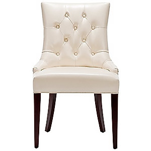 Safavieh Mercer Collection Erica Leather Button-Tufted Side Chair, Cream