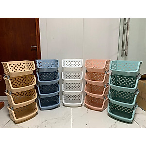 CROWN Plastic Stackable Storage Bins (3 PCS) | Stackable Bins For Organizing Food, Kitchen, and Bathroom Essentials