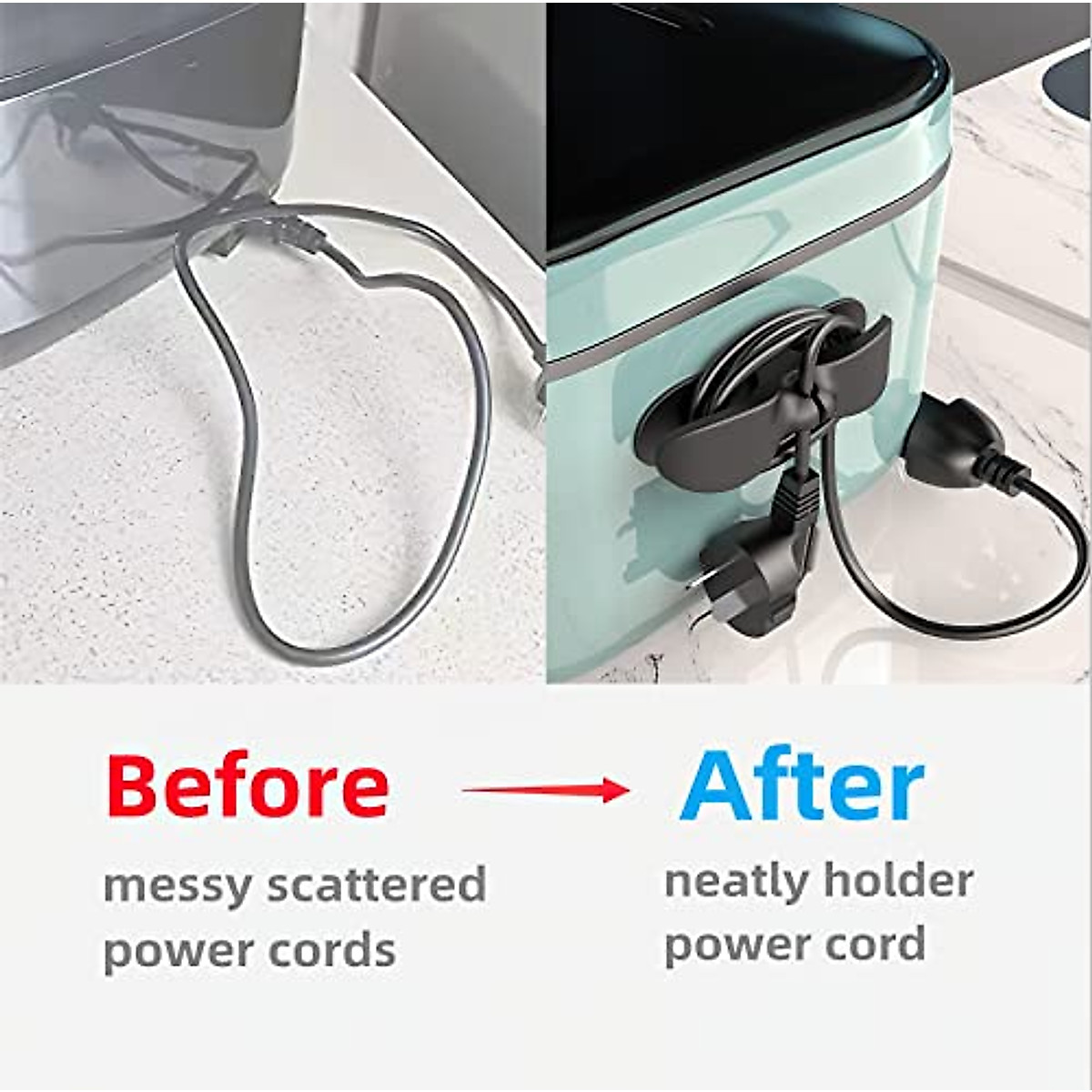 Sngihurg Cord Organizer for Kitchen Appliances,3pack Upgraded Kitchen Cord Organizer,Appliance Cord Organizer Stick On Appliances Blender,Coffee Maker,Pressure Cooker,Toaster-Black