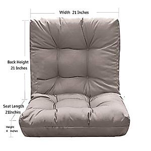 QILLOWAY Outdoor Seat/Back Chair Cushion Tufted Pillow, Spring/Summer Seasonal All Weather Replacement Cushions. (TAN/Grey)