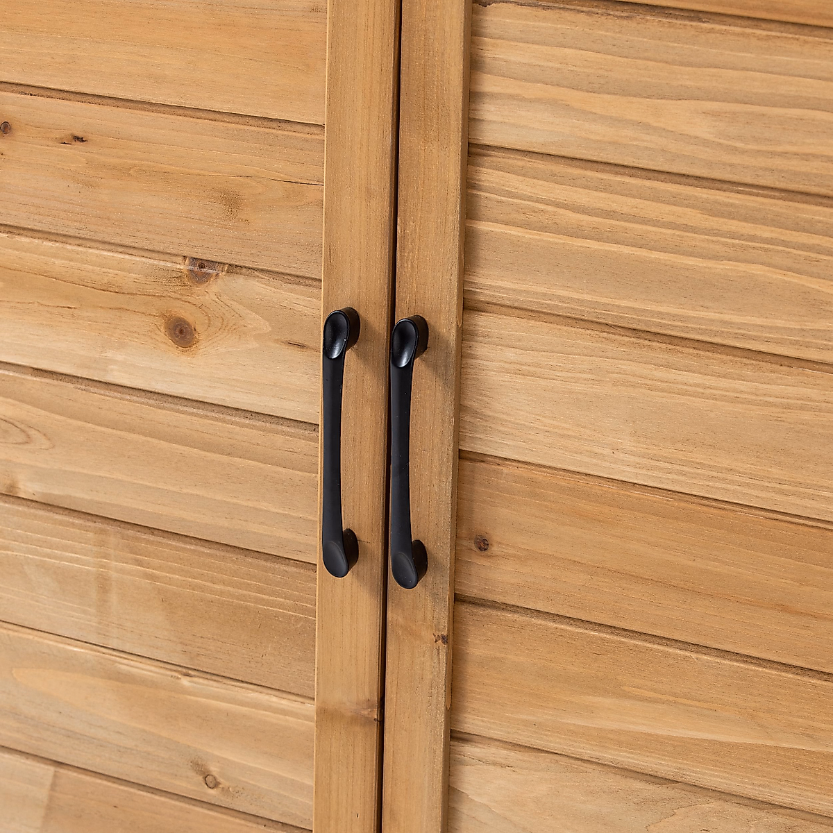 TAKUKA Outdoor Storage Cabinet with 2 Shelves, Wooden Garden Shed with Double Doors& Waterproof Roof，Outside Utility Tool Organizer for Garden Farm Backyard