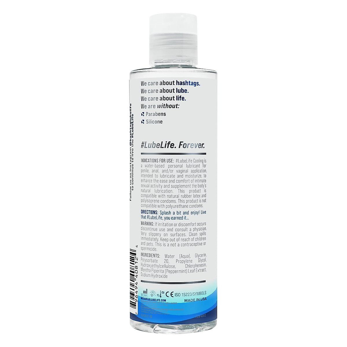 Lube Life Water-Based Cooling Personal Lubricant, Cool Tingling Feel for Men, Women, and Couples, 8 Fl Oz