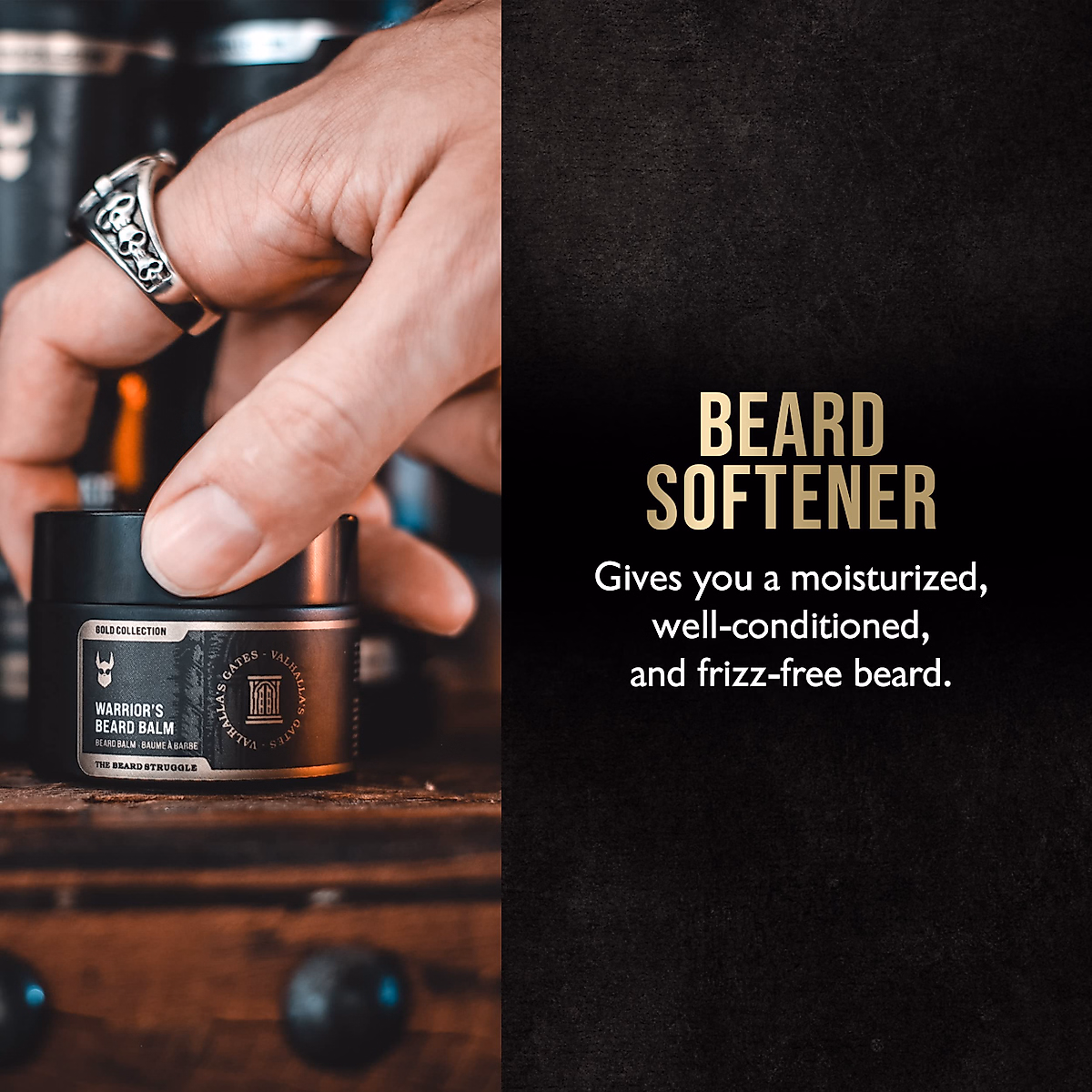 The Beard Struggle Warrior’s Beard Balm - Silver Collection, Viking Storm - Non-Greasy Low-Hold Formula, Luxurious Cologne-Grade Fragrances 100% Natural Ingredients - 50g / 1.76 US. oz.