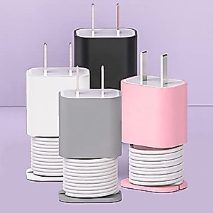 4PCS Silicone Charger Protector, Charger Winder Compatible with Apple 20W/18W Chargers for Travel and Cable Storage