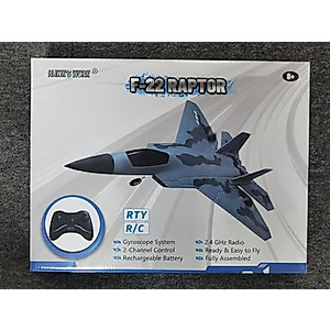 HAWK'S WORK 2 CH RC Airplane, F-22 Plane Ready to Fly, 2.4GHz Remote Control, Easy to Fly RC Glider for Kids & Beginners