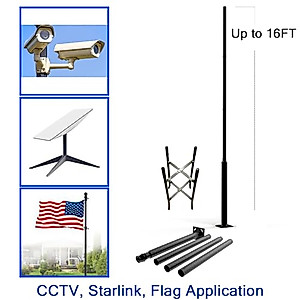 eLEDing 2.28in. 3 in. 3.5 in. Up to10 FT. 13 FT. 16 FT. Black Outdoor Universal Metal Street Light Pole Post w/Base MOUNTING Steel Anchors (13FT)