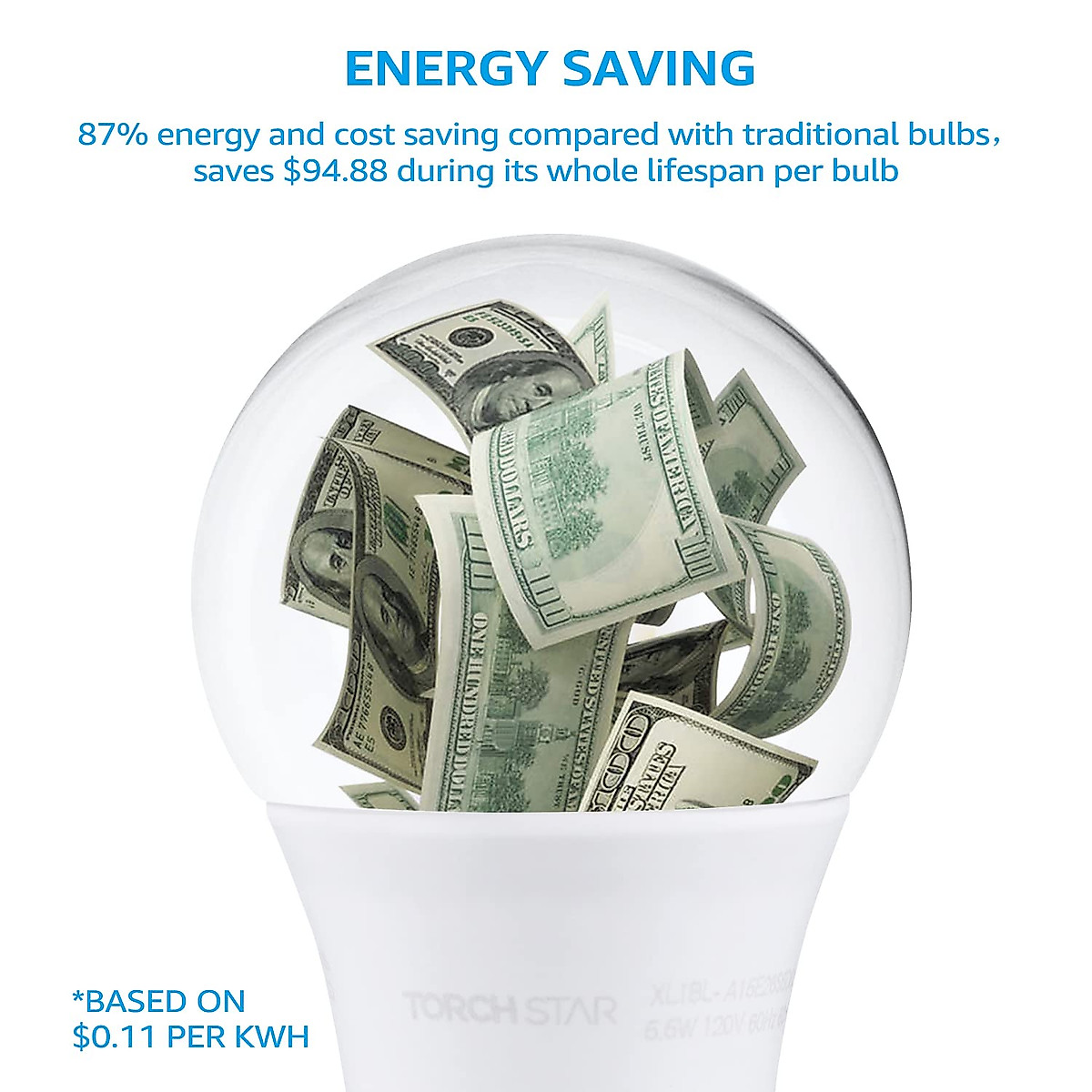 TORCHSTAR 5.5W A15 LED Bulbs 40 Watt Equivalent Dimmable, 5000K Daylight, E26 Medium Base, G45 Bulb Shape, LED Light Bulb for Ceiling Fan, UL listied, Pack of 6