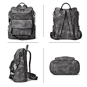 Shrrie Backpack Purse for Women Fashion Bookbag Purse Satchel Travel Leather Backpack Shoulder Bag with Wristlet