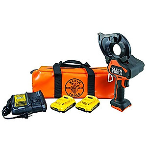 Klein Tools BAT20GD10 Cable Cutter, Gear Cable Cutter Battery Operated Kit With Dewalt 20 Volt 2 Ah Battery for Copper and Aluminum
