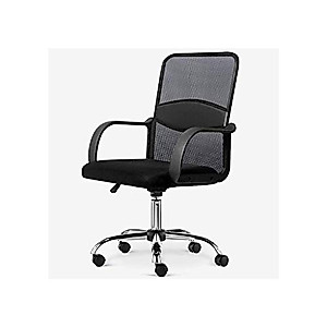 HOUKAI Office Chair Black,Ergonomic Desk Chair with Armrest Computer Chair with Lumbar Support Mid Back Home Office Swivel Mesh Chair (Color : D)