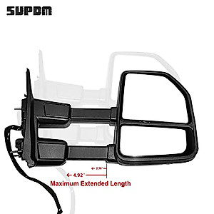SUPDM Pair Set Towing Mirrors Compatible with 1999-2016 Ford F250 F350 F450 F550 Super Duty Truck Side Tow Mirrors with Turn Signal and Auxiliary Lamp