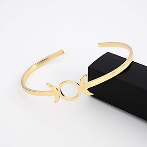 MANZHEN Copper Moon Phase Bangle Goddess Symbol Open Hook Bangle Bracelet Jewelry (rose gold)