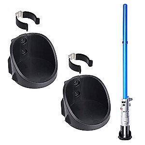 LEKUSHA Lightsaber Wall Mount Display Stand Light Saber Holder Compatible for Any Lightsaber, Black Pack of 2