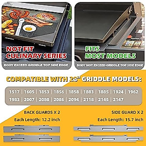 Wind Guards for Blackstone 28 Inch Griddle, Blackstone Griddle Accessories Stainless Steel Magnetic Wind Screen, Protect Flame Hold Heat, Save Gas, Fit with Rear Grease Cup, Hood and Side Shelf