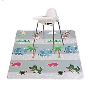 Large Splat Mat for Under Highchair Washable , Anti-slip Silicone Spot Splash Mat, Waterproof Floor Protector, Mess Mat for Arts Craft (53x53 inch)