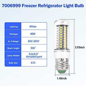 Yooank Refrigerator Light Bulb LED Lamp 7006999 Replacement for Sub-Zero Fridges and Freezers Parts 4380000, BI-Series, 700 Series and IC-27 | Blue LED Lamp (White Light) - 2 Pack