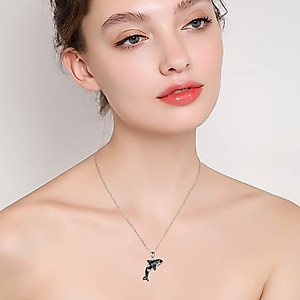 POPLYKE Sterling Silver Ocean Animal Killer Whale Necklace for Women Men Birthday jewelry Gifts