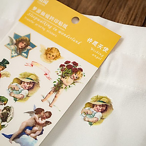 Vintage Rub On Transfers Stickers for Crafts,Diuhofart 8 Sheets Ephemera Scrapbooking Materials Transfer Stickers,Angles,Retro Objects,Mushrooms,Quote Number Decals for Paper,Fabric,Junk Journals