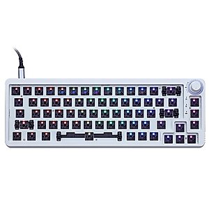 GK68 RGB Hot-Swappable Programmable Junction Box Can Be Replaced with Switch DIY Mechanical Keyboard Kit, Support AKKO, Cherry MX, Gateron, Kailh Mechanical Axis (White, White)
