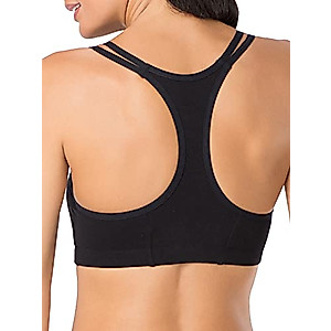Fruit of The Loom Womens Spaghetti Strap Cotton Pull Over 3 Pack Sports Bra, Grey With Black/White/Black Hue, 38