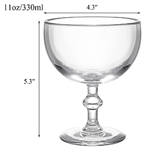 Hiceeden 6 Pack Reusable Acrylic Dessert Cups, 11 Oz Unbreakable Clear Taster Ice Cream Cups, Footed Trifle Bowl for Party Snack, Sundae, Smoothie, Pudding, Cocktail, Fruit, Cereal