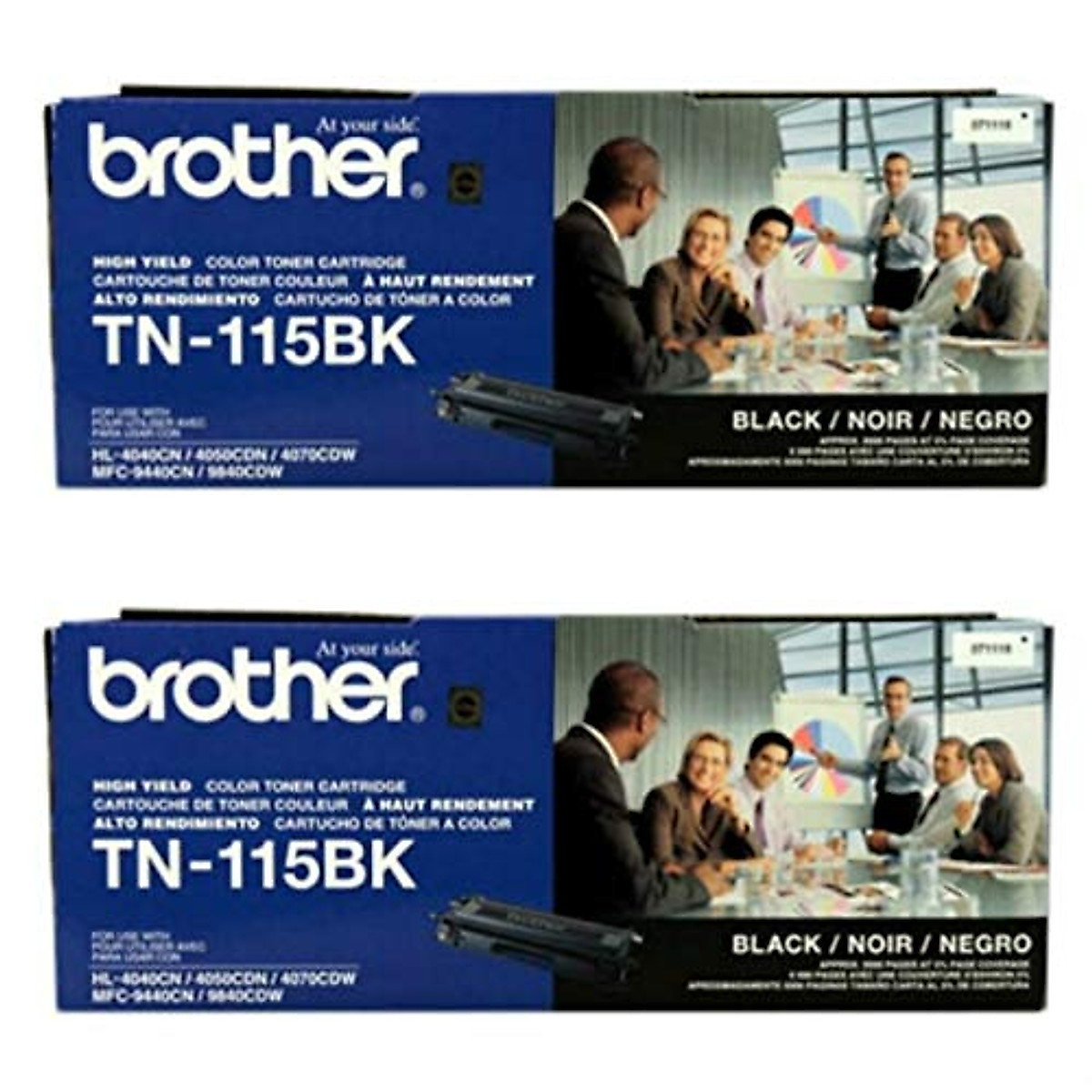 Brother Genuine TN115BK 2-Pack High Yield Black Toner Cartridge with Approximately 5,000 Page Yield/Cartridge