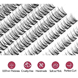 FLOMAZE Lash Clusters 100 Pcs DIY Eyelash Extension Wide Stem Lightweight Handmade Reusable Individual Lashes DIY at Home (Wings-100 pcs-Mixed)