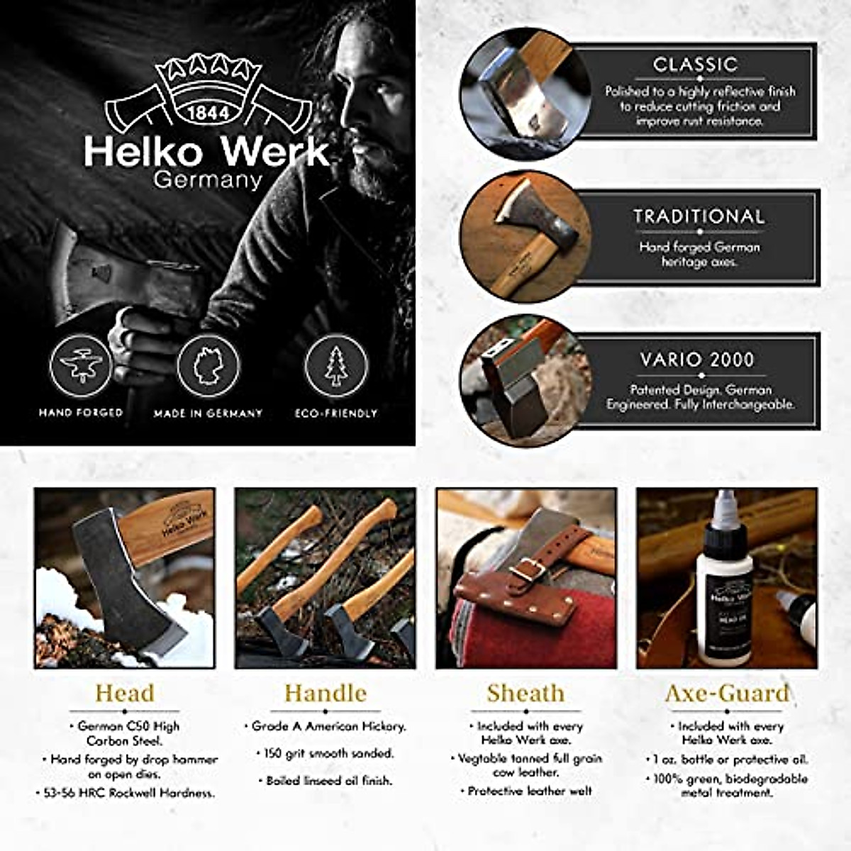 Helko Werk Helko Werk Leather Axe Sheath (Medium) - Genuine Leather Sheath for Axes and Hatchets Leather and Hatchet Cover and Axe Cover (Medium)