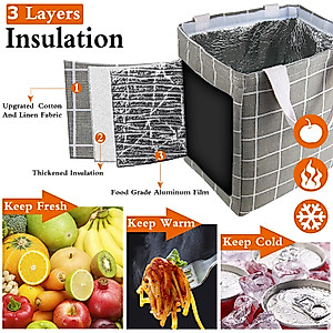 Daixers Lunch Bag Insulated Lunch Box for Women Men Kids,Reusable Adult Lunch Tote Bags for School, Work or Travel (Black Plaid)